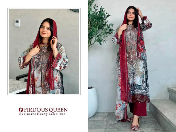 Firdous Queen Exclusive Pakistani Designer Embroidered Lawn Suit – AliShaif